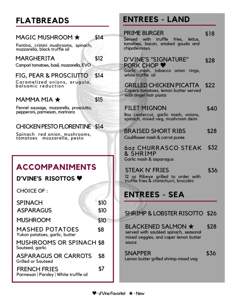 Menu | d'Vine Wine Bar